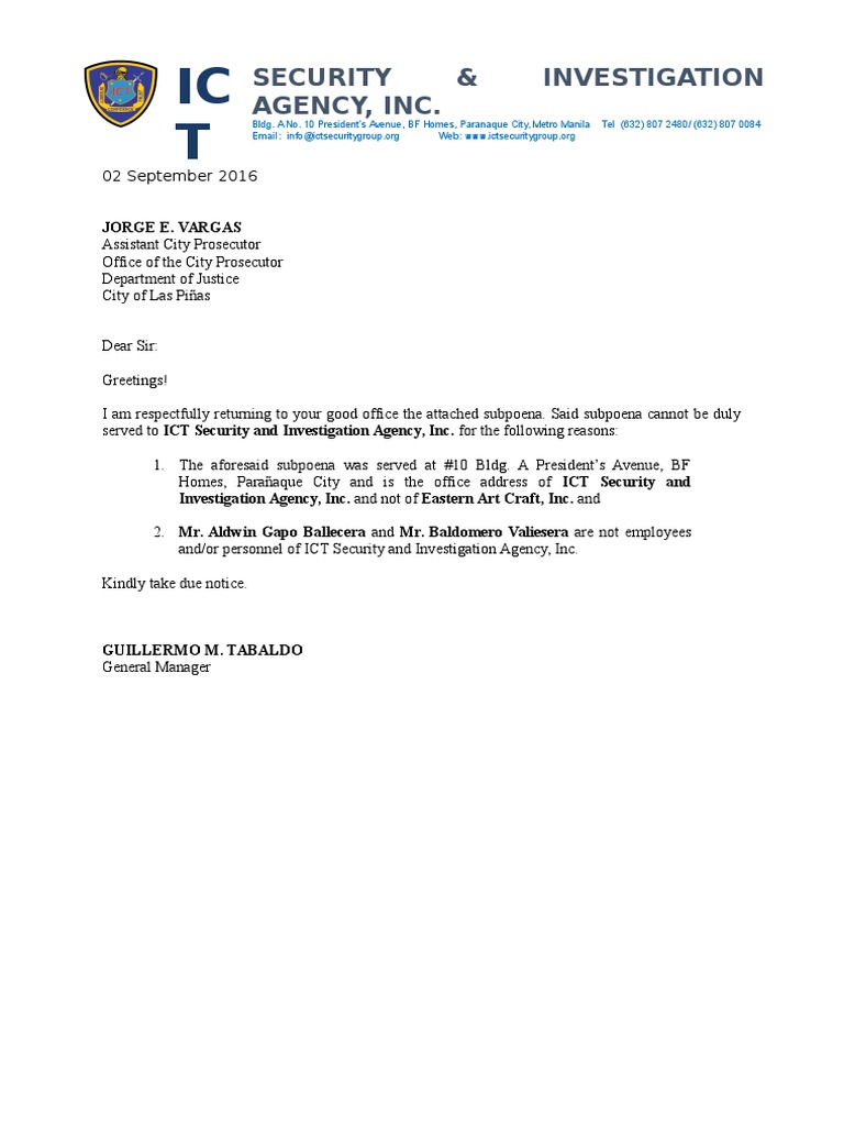 Correspondence To Prosec Vargas | PDF