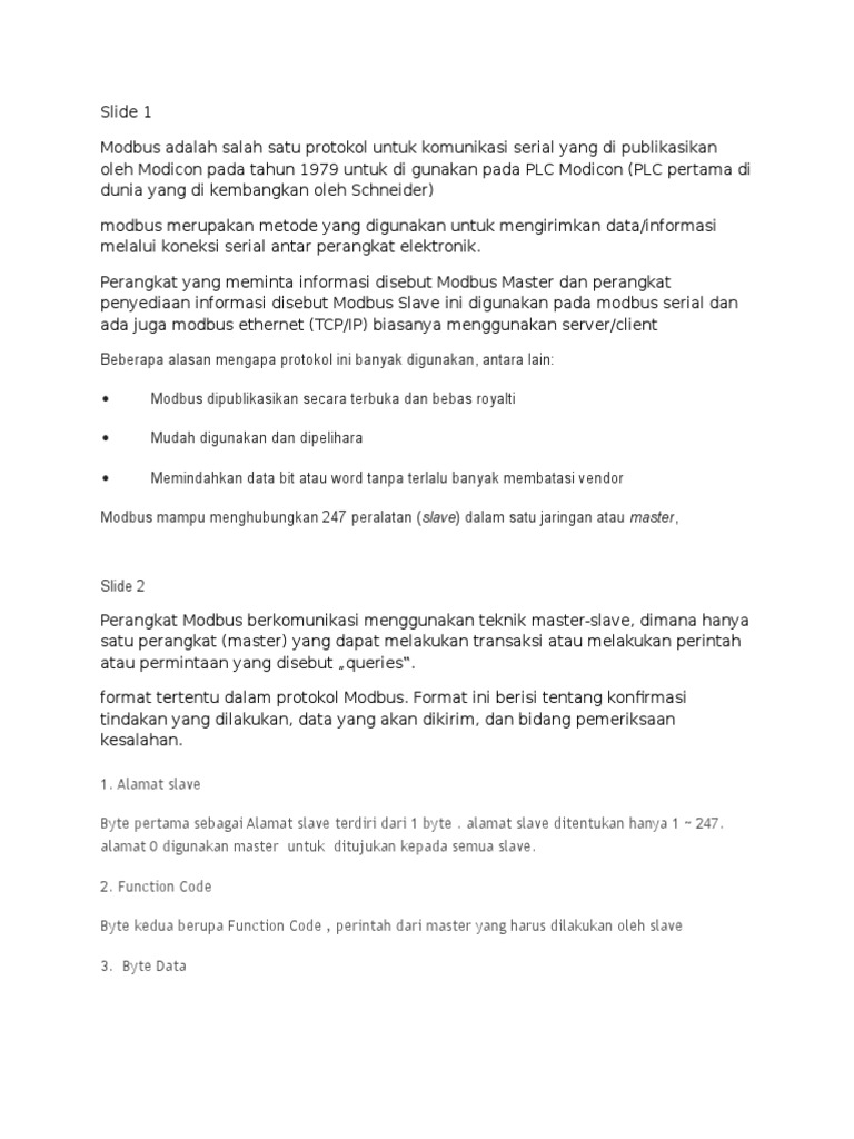 Modbus Adalah Salah Satu Protokol Untuk Komunikasi Serial Yang Di ...