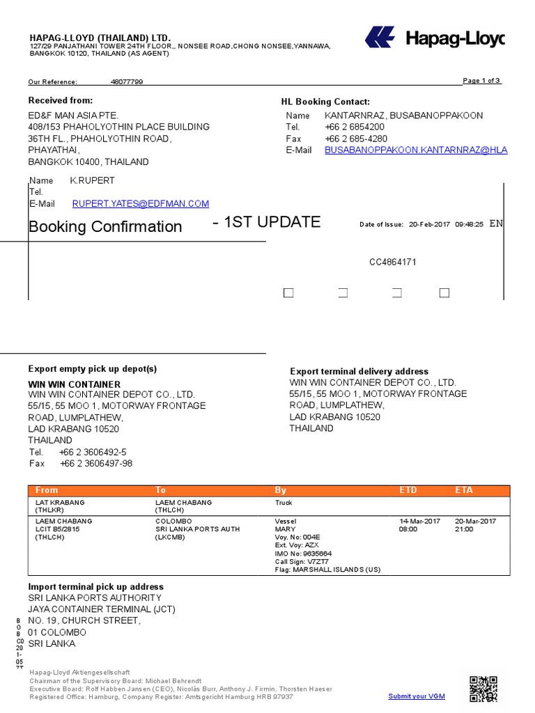 Hl-48077799 LKCMB BC 1st Update | PDF | Cargo | Bill Of Lading