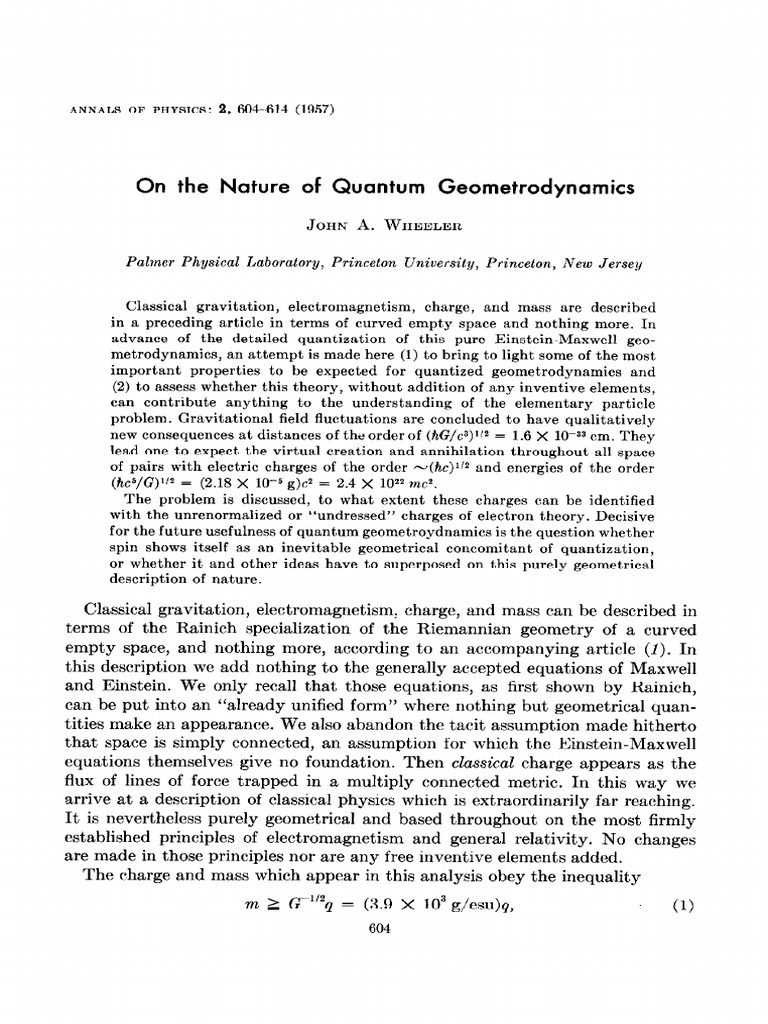 Wheeler Geometrodynamics PDF | PDF | Field (Physics) | Electron