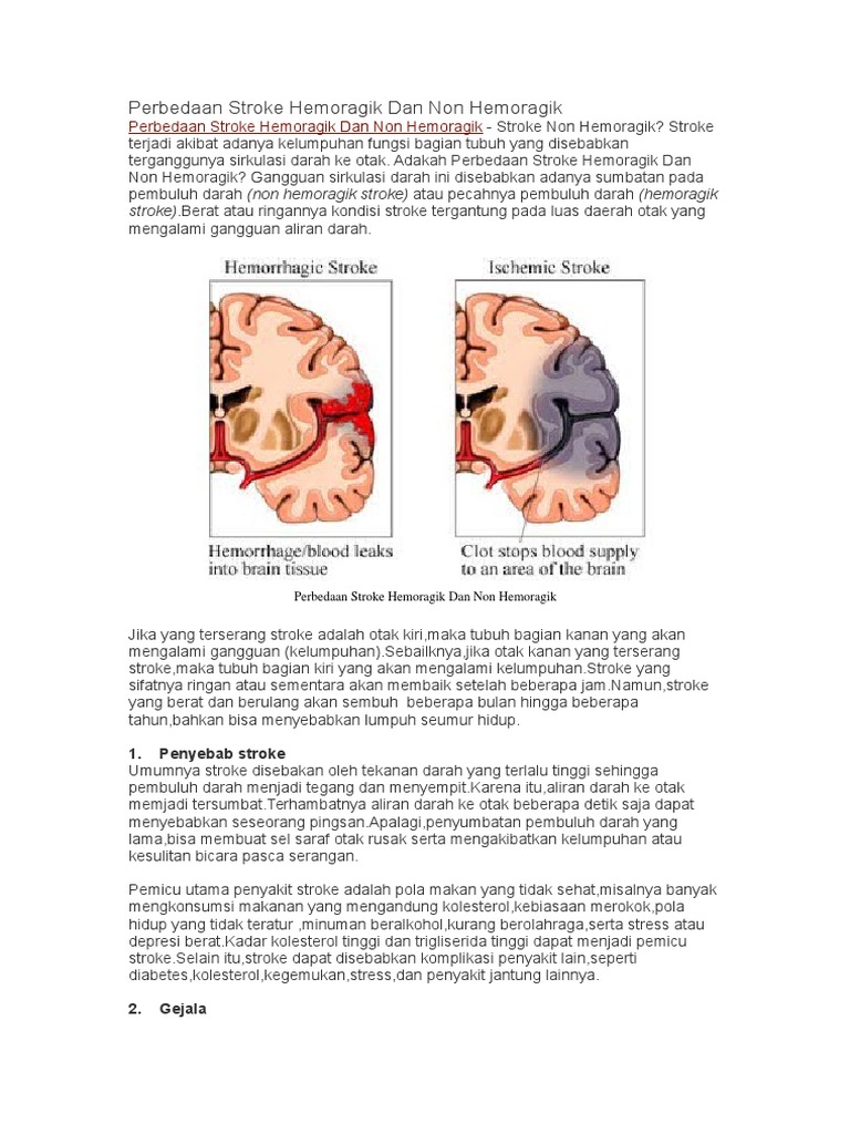 Perbedaan Stroke Hemoragik Dan Non Hemoragik | PDF
