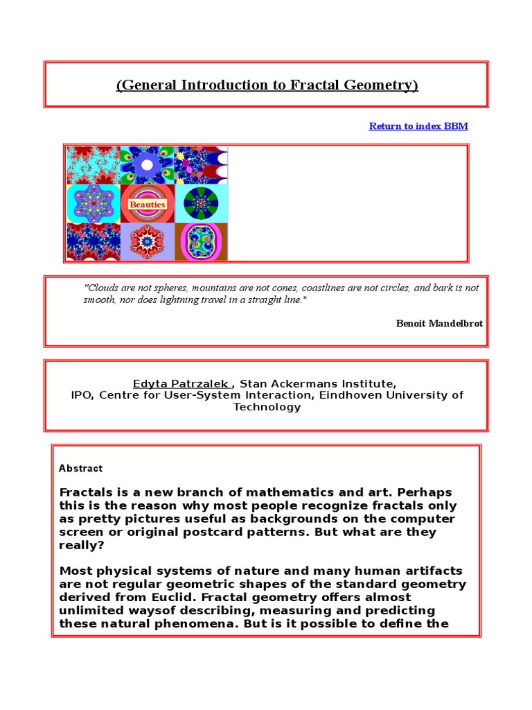 General Introduction To Fractal Geometry | PDF | Fractal | Area