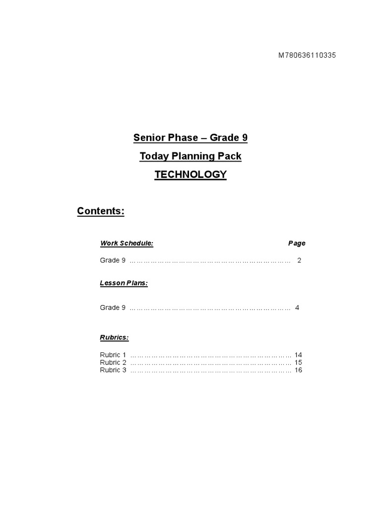 Today Grade 9 Technology Planning Pack | PDF | Teaching Method ...