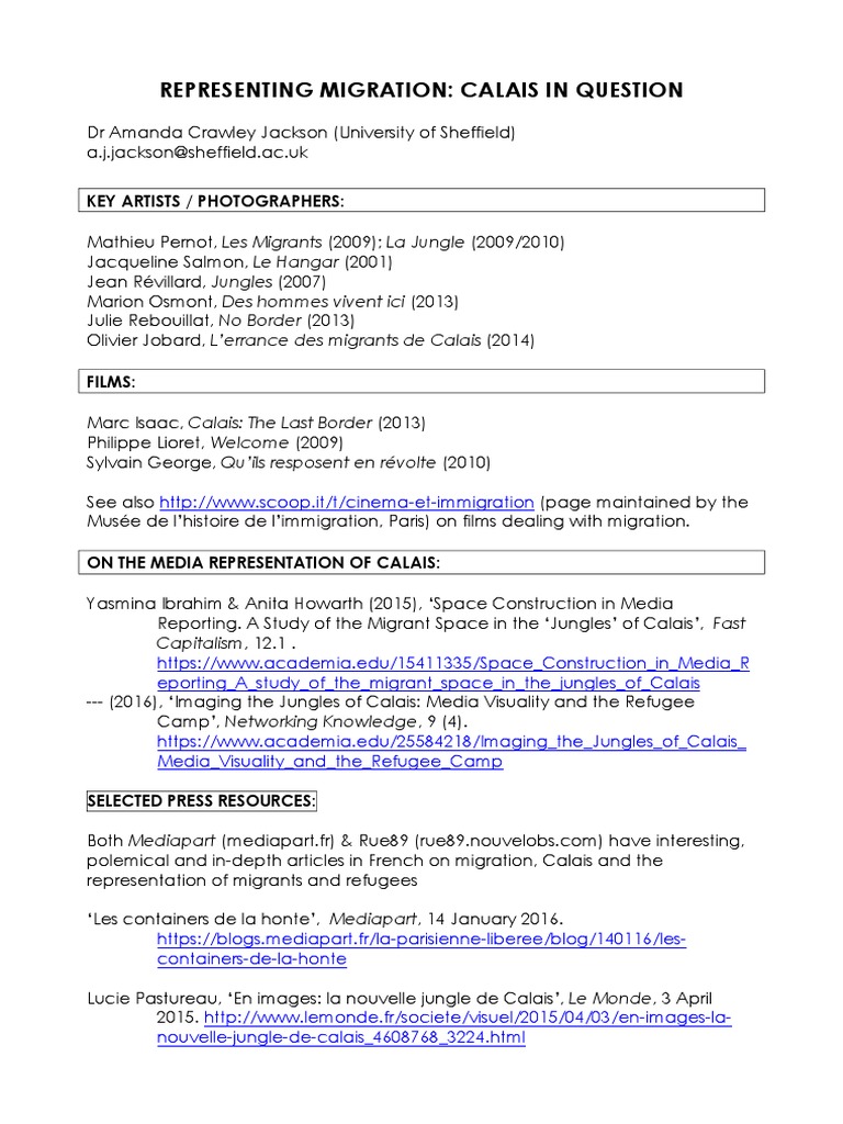 Teaching Resouces - Representing Migration - Handout PDF | PDF