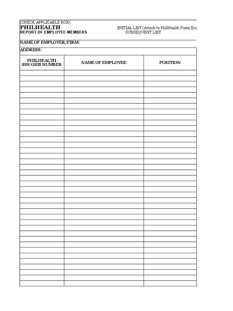 Philhealth: Report of Employee-Members | PDF