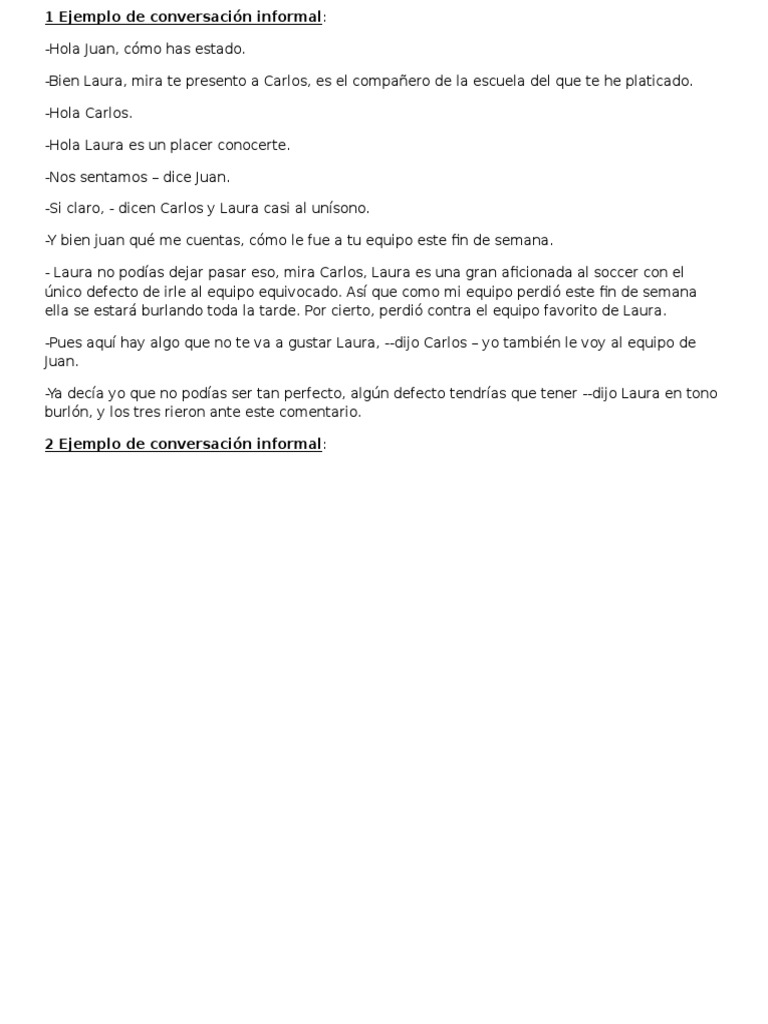 1 Ejemplo de Conversación Informal | PDF