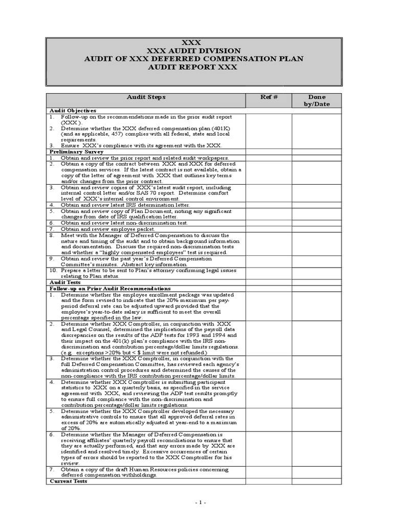 401 K Audit Program | PDF | 401(K) | Government