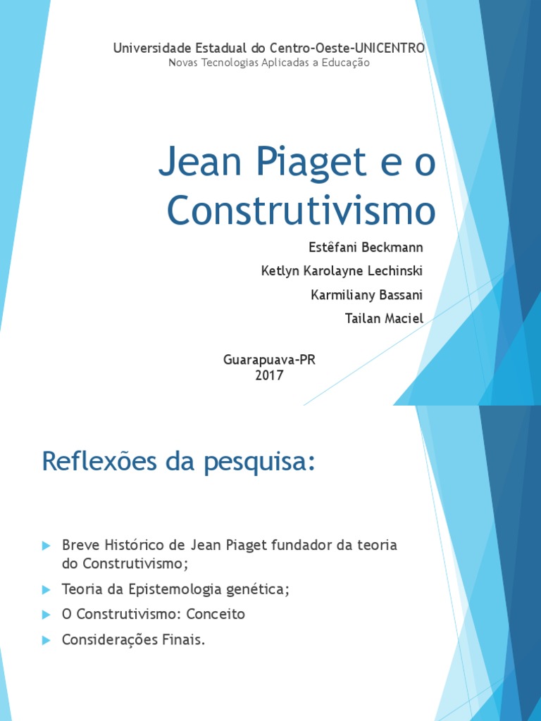 Jean Piaget e o Construtivismo Pdf2 | PDF | Conceitos psicológicos | Psicologia