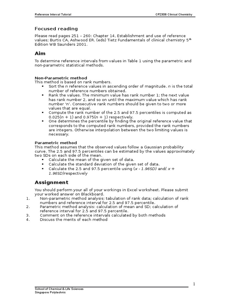 Reference Interval | Download Free PDF | Reference Range | Standard ...