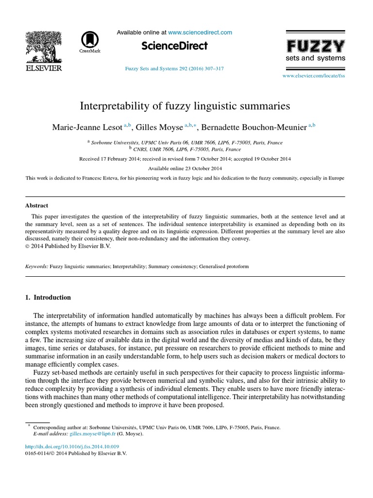 Interpretability of Fuzzy Linguistic Summaries | PDF | Fuzzy Logic | Time Series