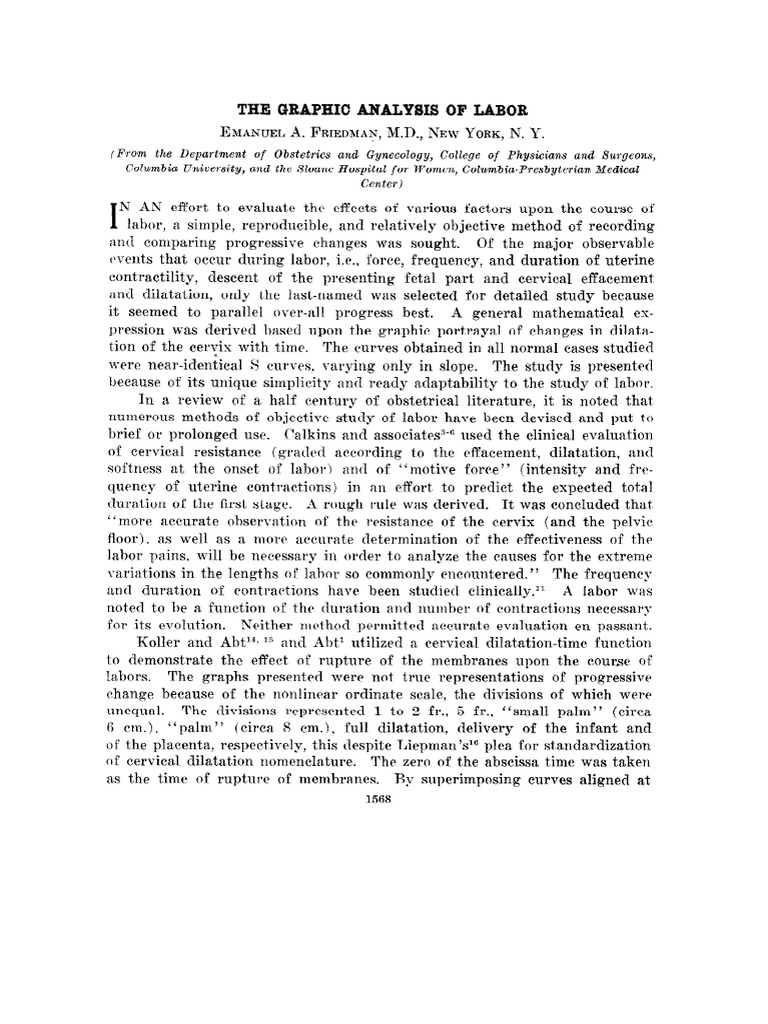 Friedman Curve Analysis of Labor | PDF | Childbirth | Motherhood