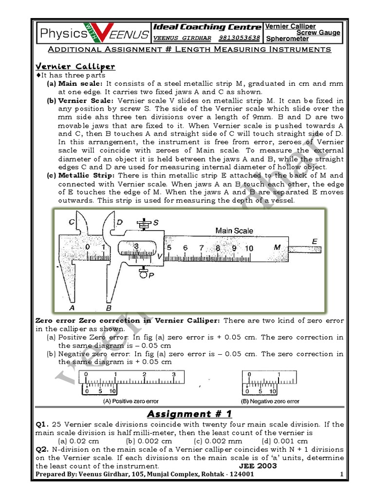 Understanding Vernier Calliper Screw Gauge and Spherometer | PDF ...