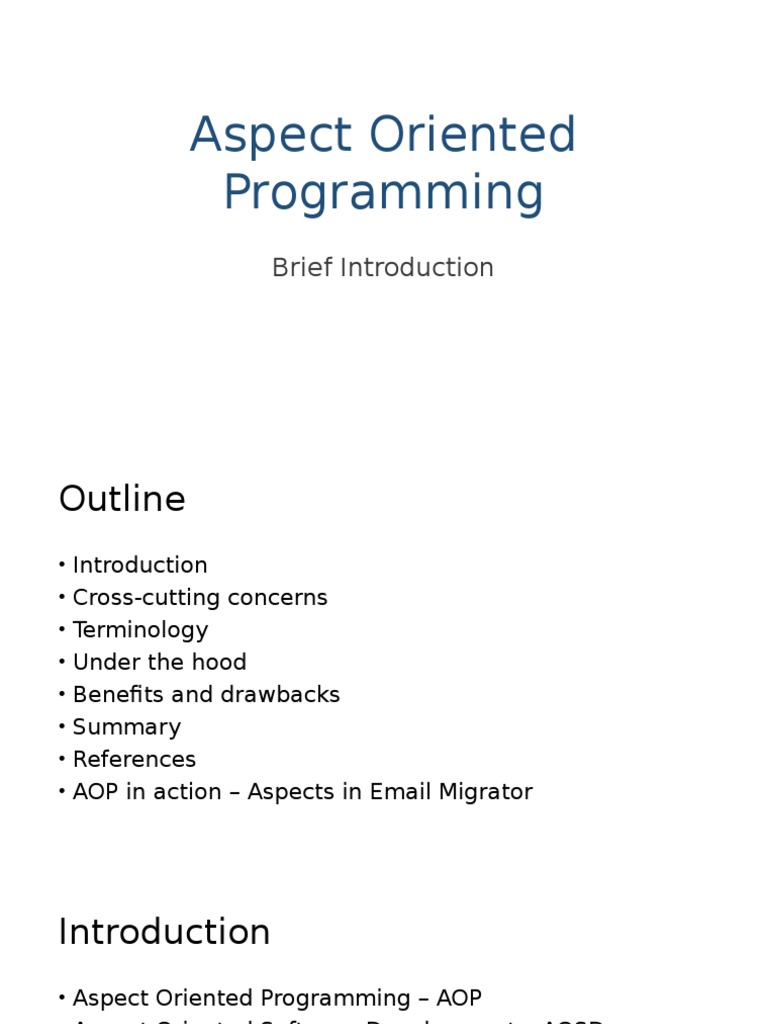 Aspect Oriented Programming: Brief Introduction | PDF | Software ...