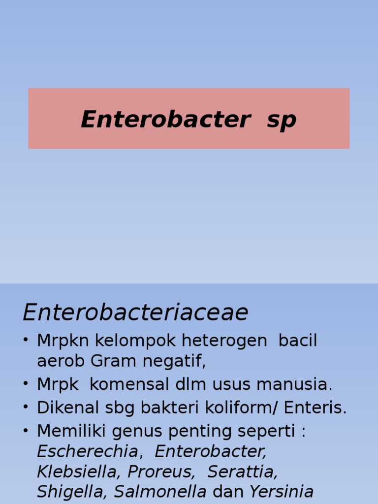 ENTEROBACTER SPECIES: COMMENSAL BACTERIA OF THE GUT WITH IMPORTANT ...