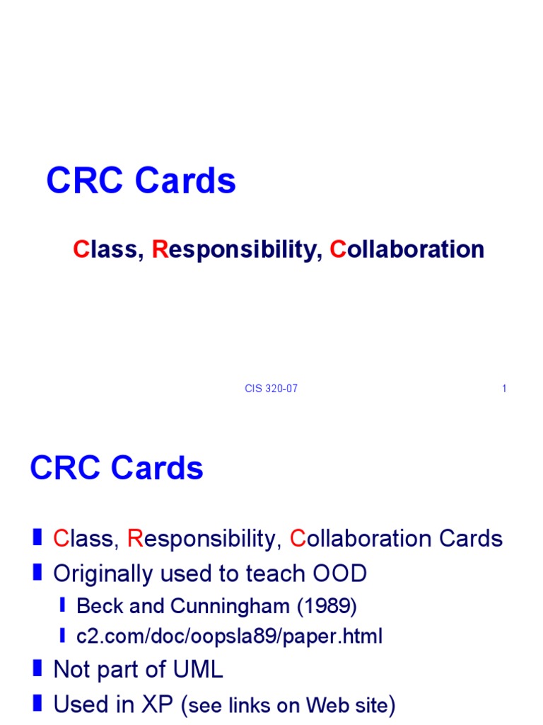 CRC Cards for Object-Oriented Design | PDF