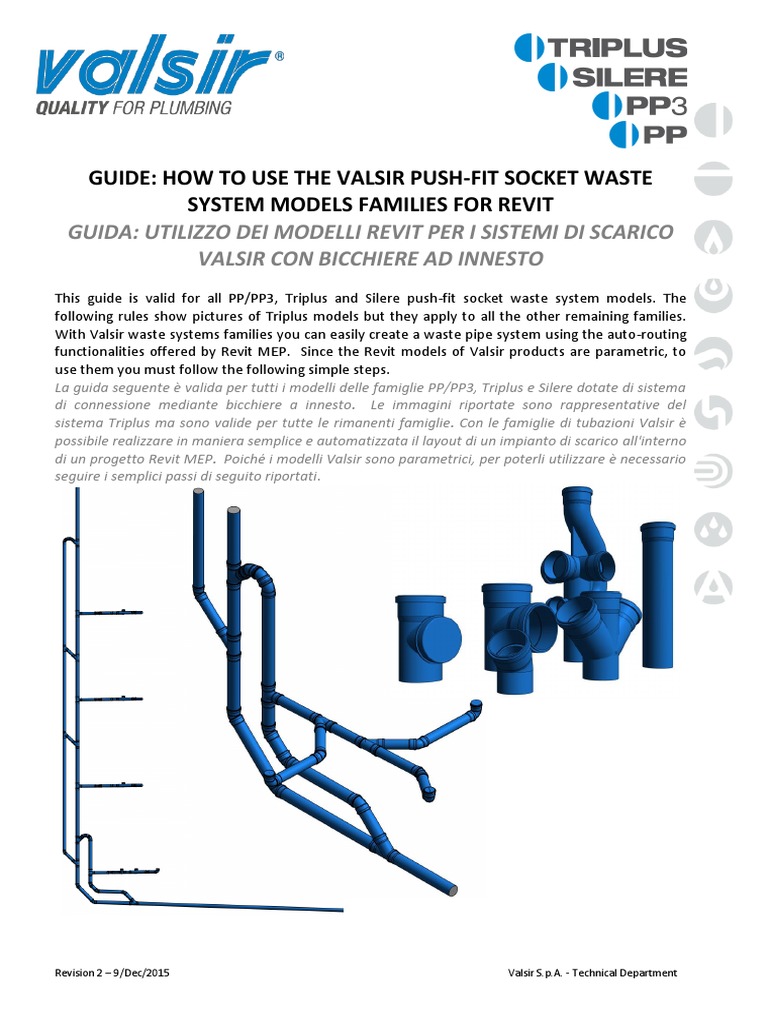 Valsir Waste System Revit Families-How To Use Guide-01 | PDF