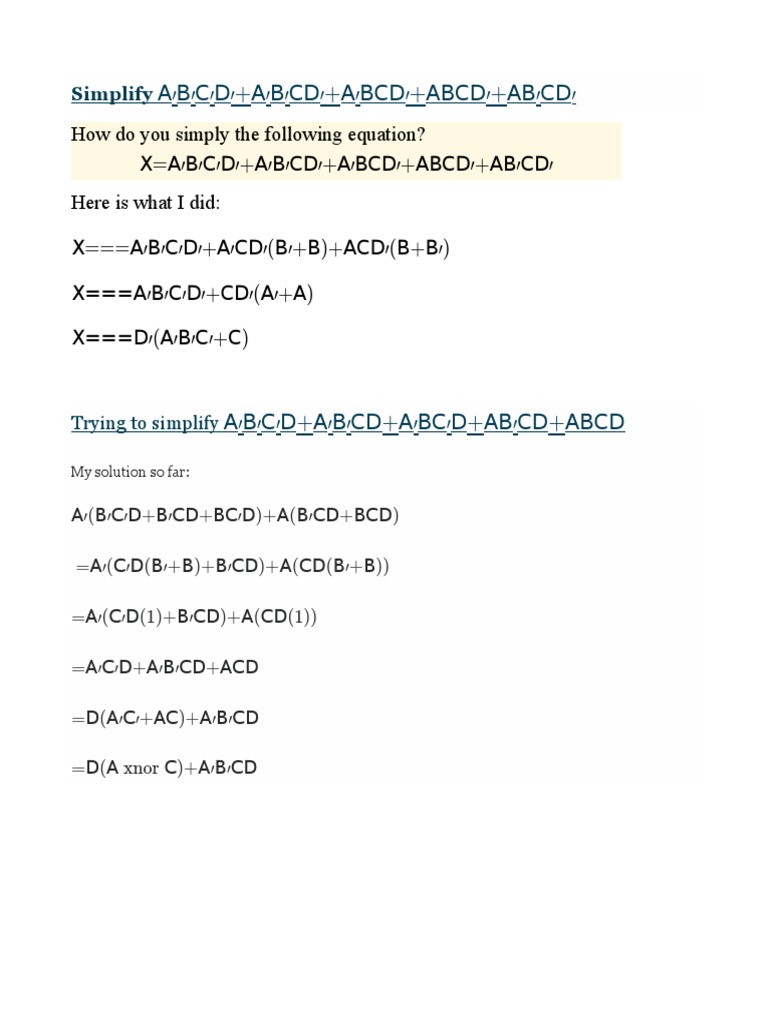 Simplificacion de Algebra Booleana | PDF