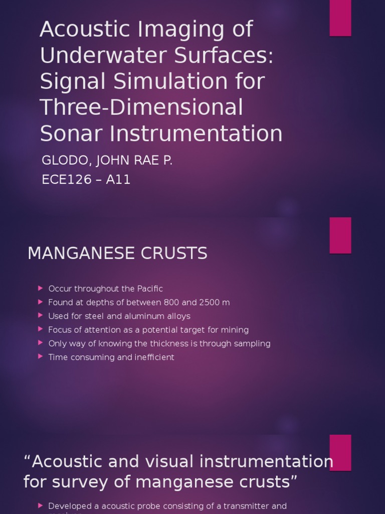 Acoustic Imaging of Underwater Surfaces: Signal Simulation For Three ...