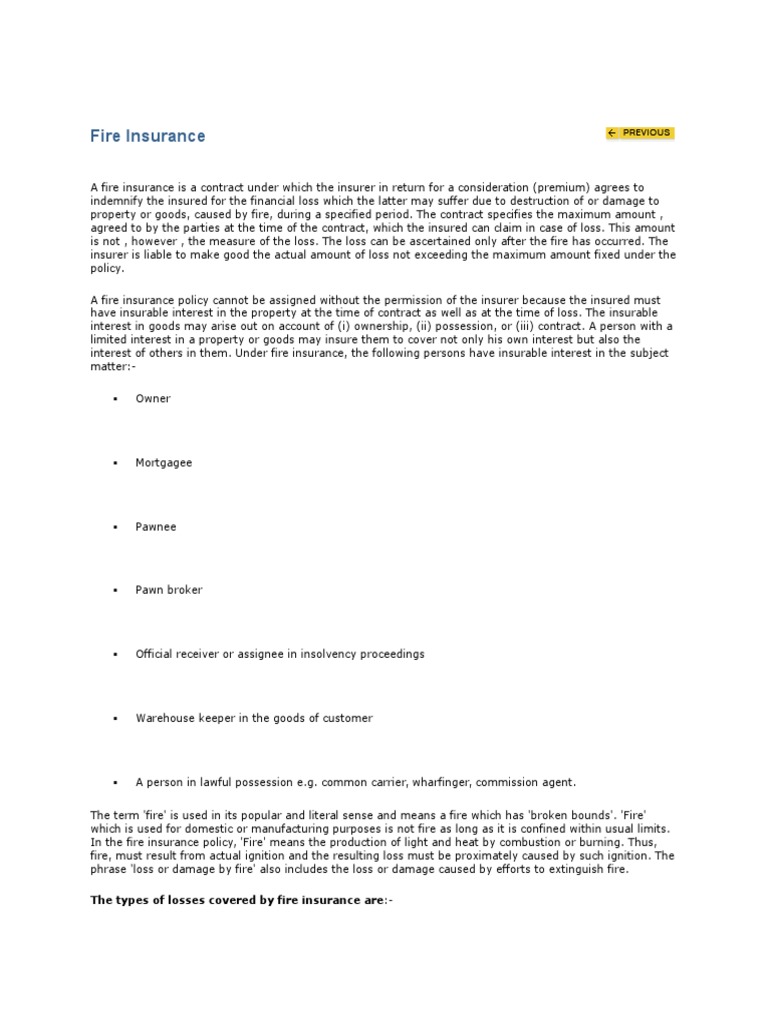 Fire Insurance Policies | PDF | Property Insurance | Fires