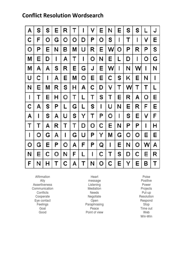 Conflict Res Wordsearch | PDF