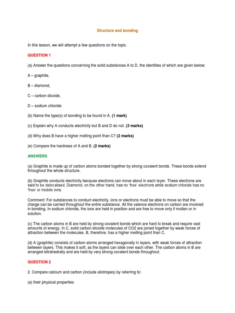 Csec Chemistry Notes 7 | PDF | Carbon | Chemical Bond