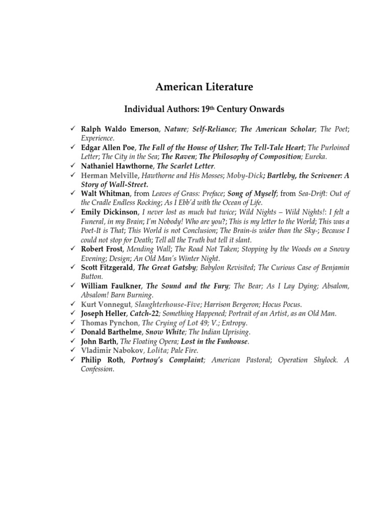 19th Century American Authors and Works | PDF