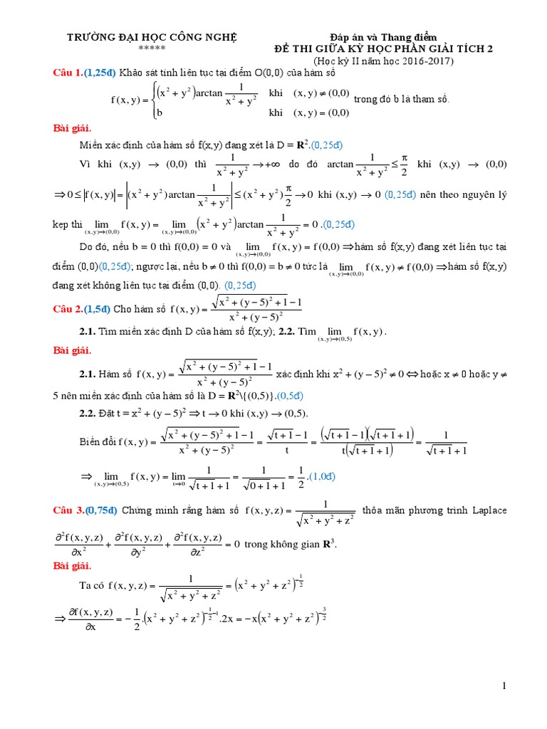 (Bluebee Uet - Com) 1496159728dap An Va Thang Diem de Thi gt2 Giua Ky de So 2 PDF | PDF