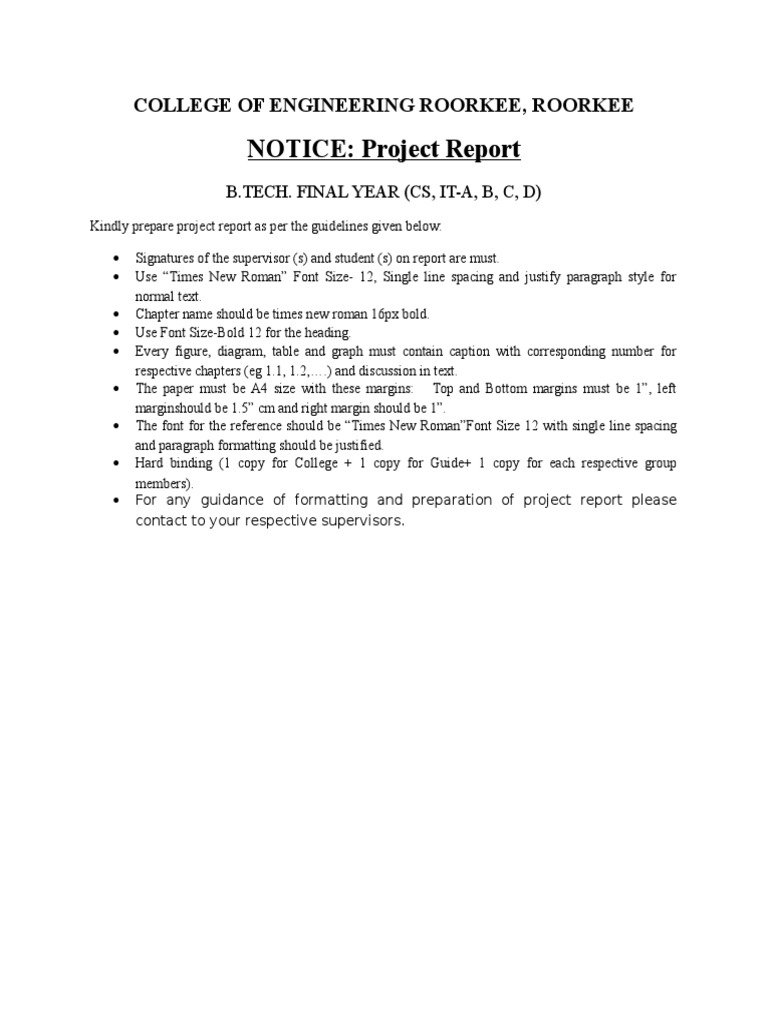 NOTICE: Project Report: College of Engineering Roorkee, Roorkee | PDF ...