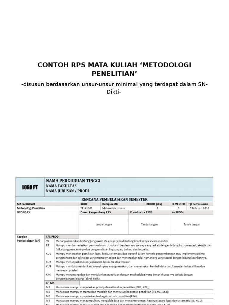 Contoh RPS Dikti | PDF