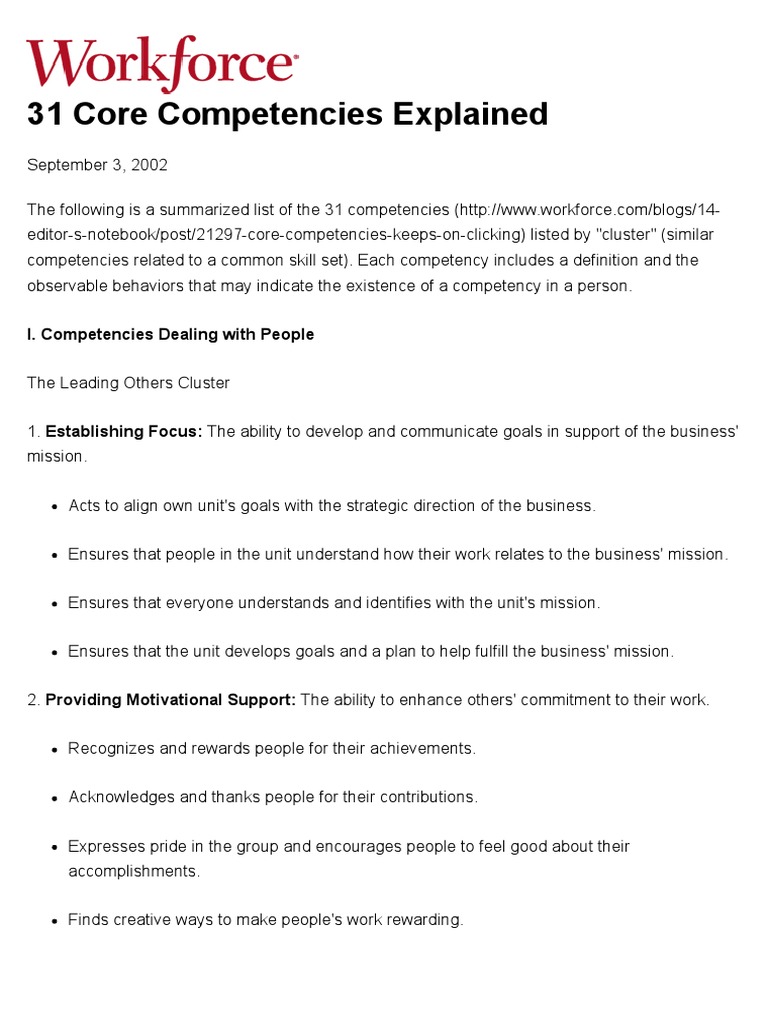 31 Core Competencies Explained - Home Browser Title Tagline | Download ...