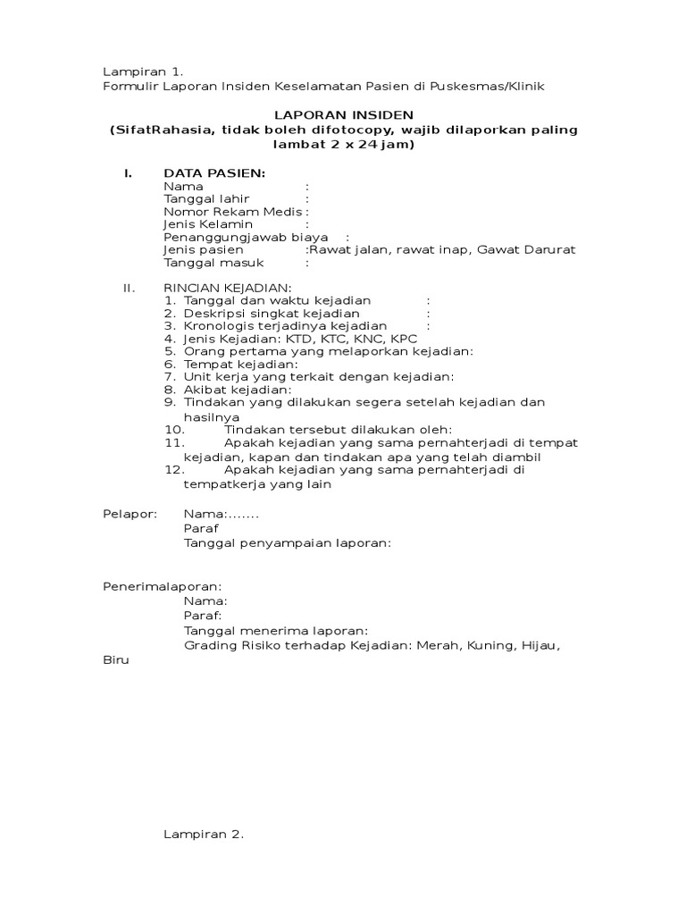 CONTOH Laporan Insiden Dan RCA | PDF