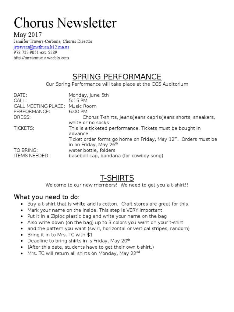 Chorus Newsletter May 2017 Number 1 | PDF