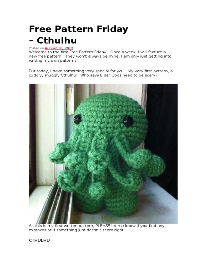 Cthulhu Crochet Pattern | Crochet | Works Of Art