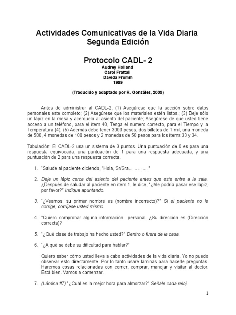 Protocolo CADL 2 Ed | PDF | Naturaleza