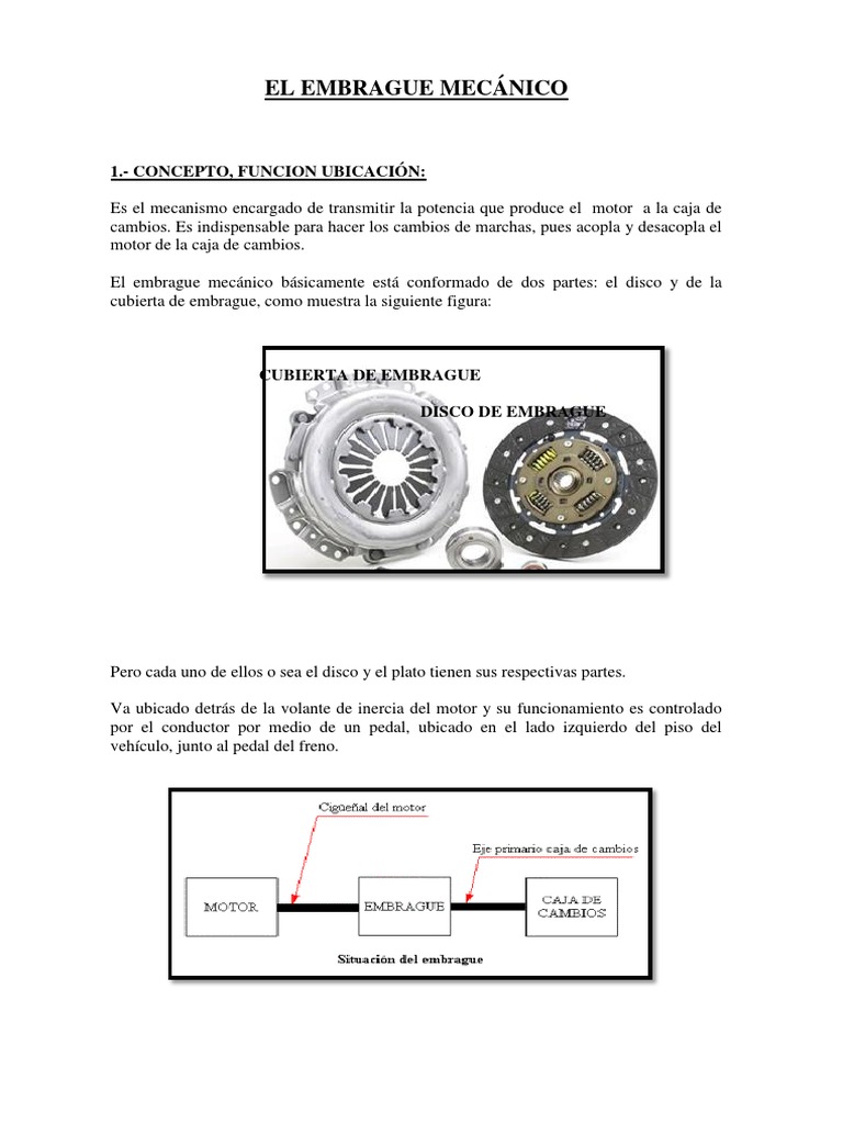 Embrague Mecánico: Conceptos y Tipos | PDF | Embrague | Transmisión ...