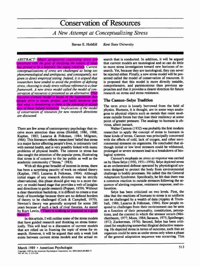 Hobfoll Model | Coping (Psychology) | Stress (Biology) | Free 30-day ...
