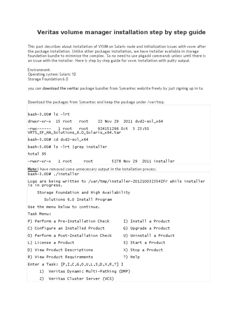 01 VXVM Installation | PDF | Installation (Computer Programs) | Utility Software