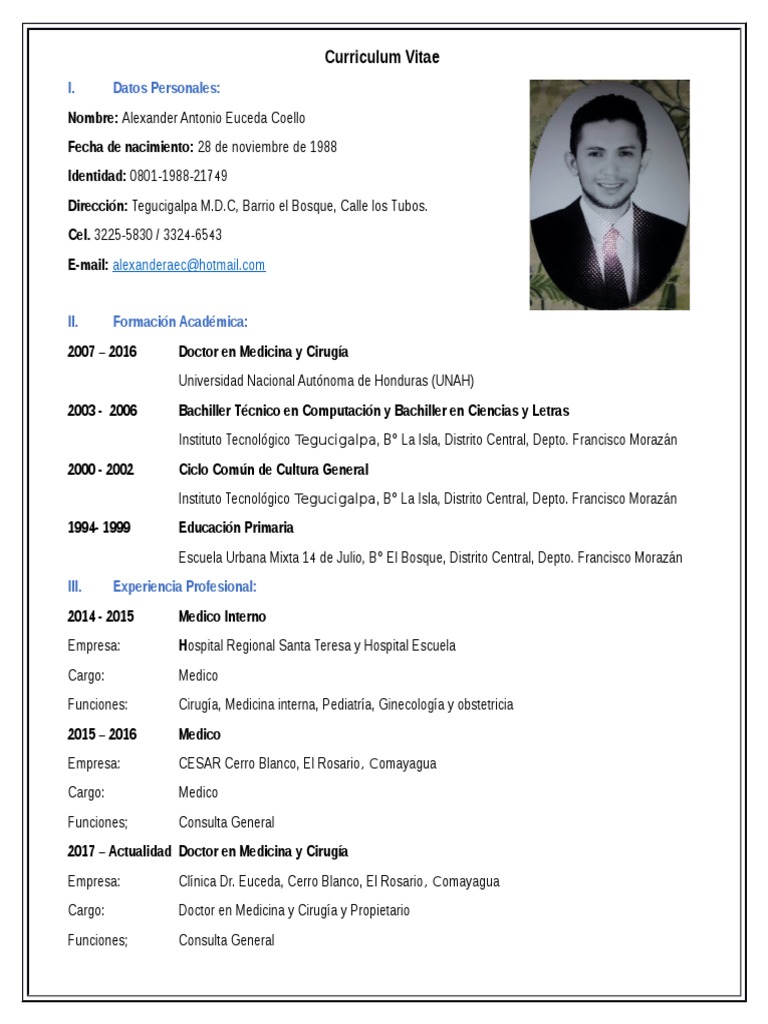 Curriculum Vitae Dr. Alexander Euceda | PDF