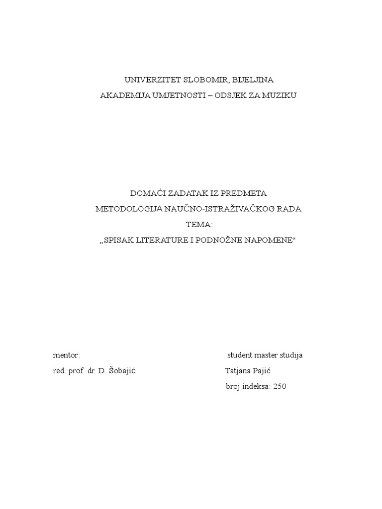 DOMACI ZADATAK Metodologija Naucnog Rada Final | PDF