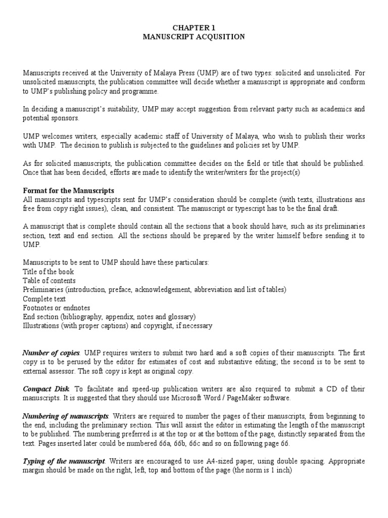 Chapter 1, Manuscript Acquisition PDF | Note (Typography) | Manuscript