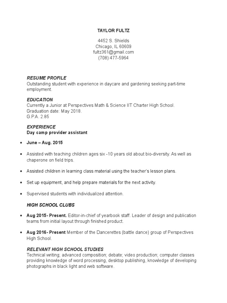 Taylor Fultz Resume | PDF