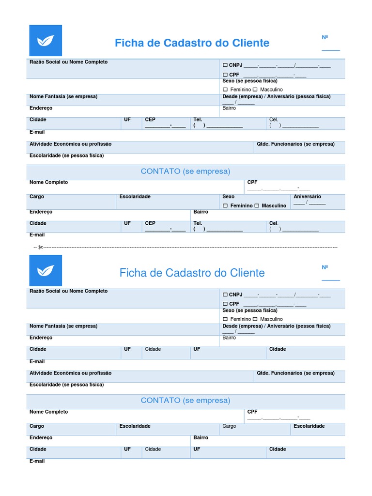 Modelo Ficha Cadastro Cliente Contaazul | PDF | Business | Computação e ...
