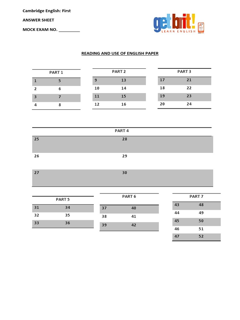 FIRST ANSWER SHEET.pdf | Standardized Tests | Language Education