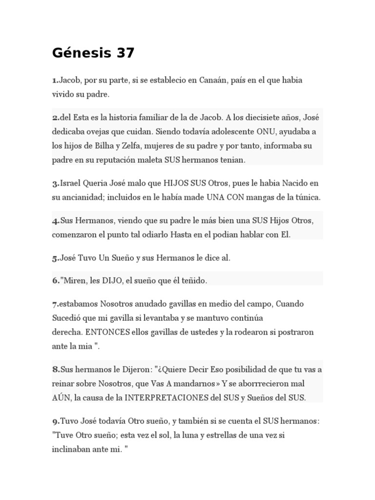Resumen de Génesis 37: La historia de José | PDF | Jacob | Biblia hebrea