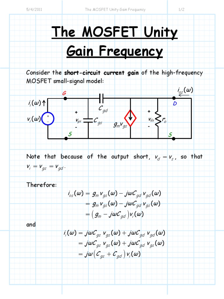 The MOSFET Unity Gain Frequency | PDF | Mosfet | Electrical Components