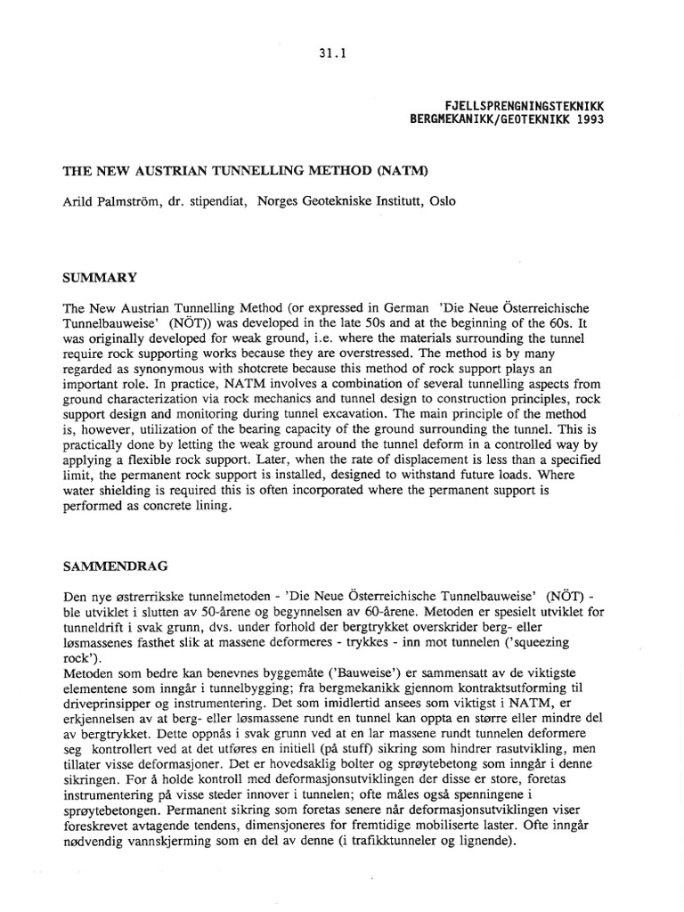 Palmstrom On NATM PDF | PDF