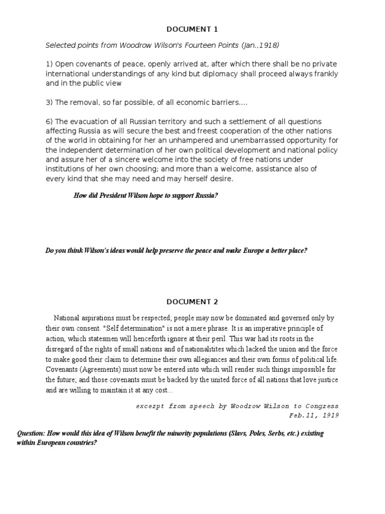 Treaty of Versailles DBQ | PDF | German Empire | Woodrow Wilson