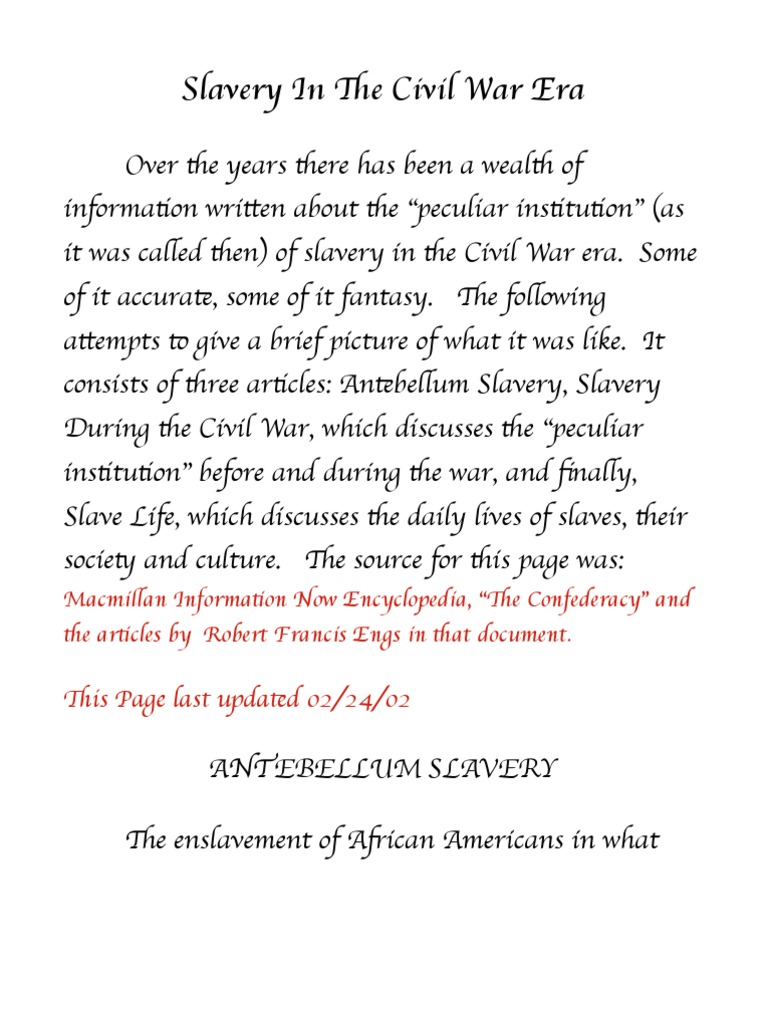 Slavery in the Civil War Era Overview | PDF | Slavery In The United ...