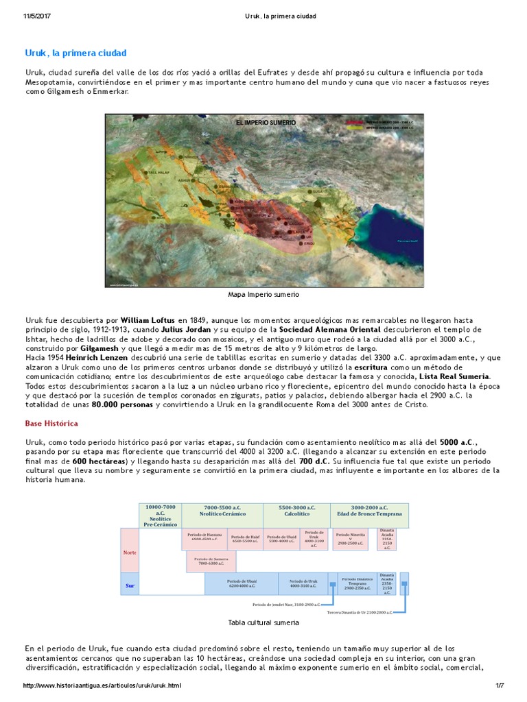 Uruk, La Primera Ciudad | PDF | Sumeria | Ur