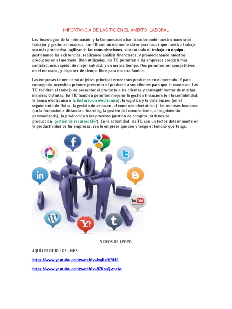 Importancia de Las Tic en El Ambito Laboral | Tecnología de información ...